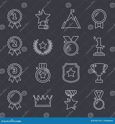 awards line icons collection counting summing tabulating calculating enumerating reckoning