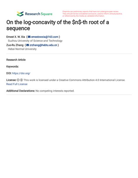 Pdf On The Log Concavity Of The N Th Root Of A Sequence