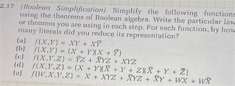 Solved 217 Boolean Simplification ﻿simplify The Following