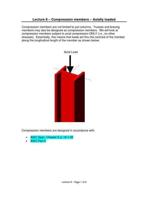 Lecture 8 Compression Axial Only Column Strength Of Materials