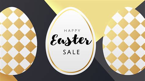 검은 색과 금 기하학적 배경에 원활 한 마름모 물방울 무늬와 아름다운 황금 계란 행복 부활절 럭셔리 배너 배경 템플릿 해피 부활절 인사말 카드 벡터 개념에 대한 스톡 벡터