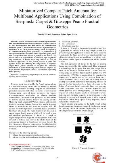 Miniaturized Compact Patch Antenna For Multiband Applications