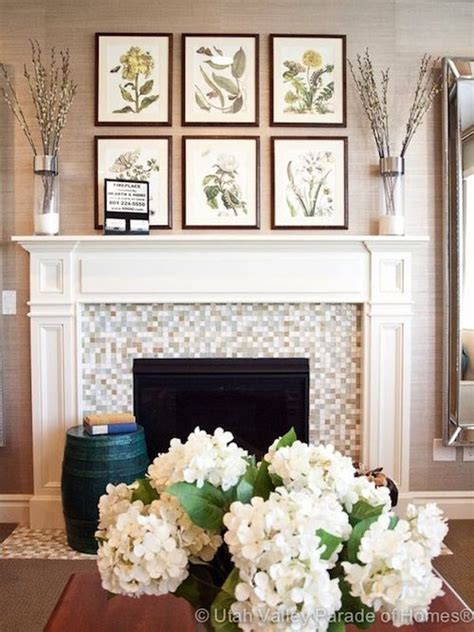 Art Arrangement Above Mantel Home Design Decor Fireplace Mantel