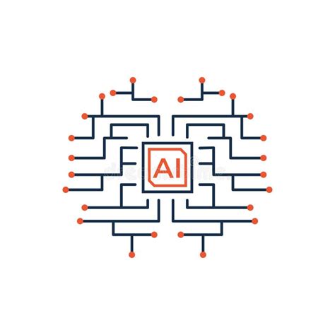 Ai Icon Line Art Style Machine Learning Intelligent Robot And Cloud