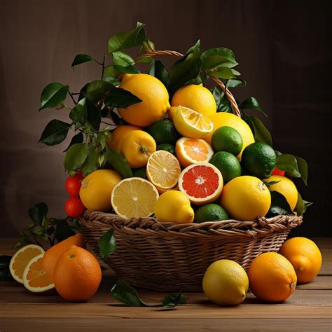 Premium Photo Citrus Delight Vibrant Fruits In A Wholesome Basket