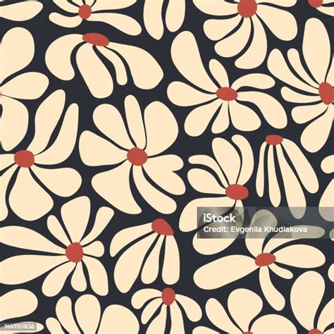 복고풍 그루비 꽃 전원 배경 빈티지 1970년대 꽃무늬 완벽 한 패턴입니다 히피 재미있는 벽지 직물 포장지 문구류를 위한 1960년대 벡터 프린트 1960 1969 년에