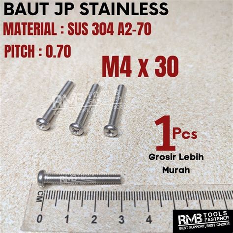 Jual Baut Jp M4 X 30 Stainless Steel Baut Jp Stainless M4 X 30 Mm Sus