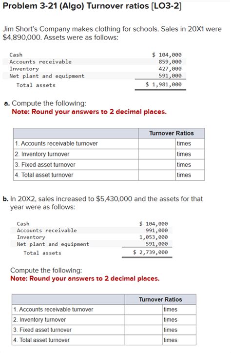Solved Problem 3 21 Algo ﻿turnover Ratios Lo3 2 Jim