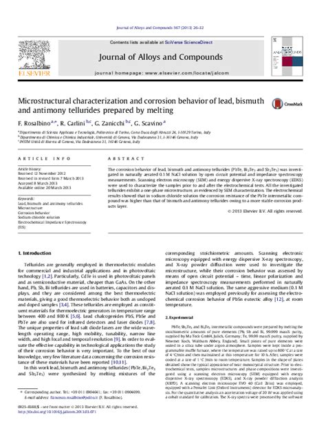 Pdf Microstructural Characterization And Corrosion Behavior Of Leadbismuth And Antimony