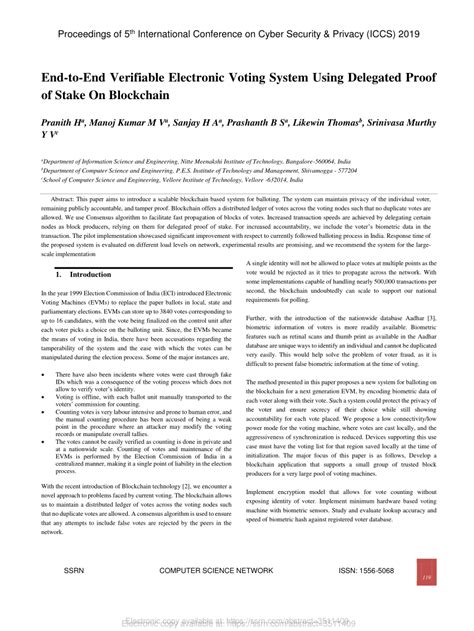 Pdf End To End Verifiable Electronic Voting System Using Delegated Proof Of Stake On Blockchain