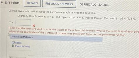 Solved Use The Given Information About The Polynomial Graph Chegg