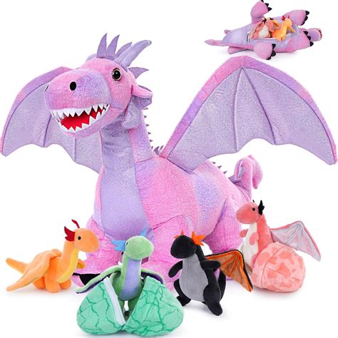 Muiteiur 7 Piece Dragon Stuffed Animals 216 Inch Soft