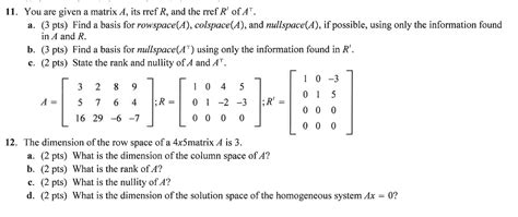 solved you are given a matrix a ﻿its rref r ﻿and the