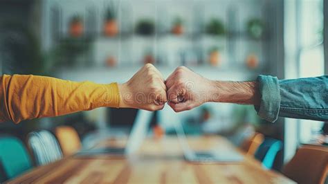 Two Fists Bumping In A Casual And Dynamic Environment Stock Image Image Of Acknowledgement