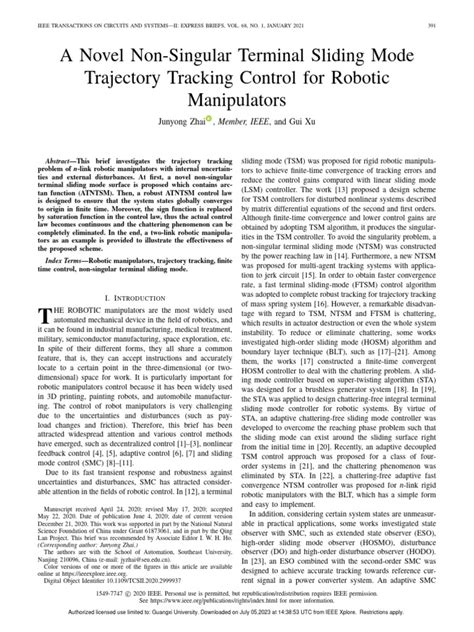 A Novel Non Singular Terminal Sliding Mode Trajectory Tracking Control