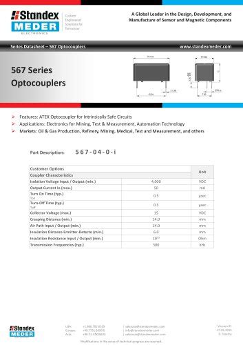 Optocoupler 567 Series Standexmeder Electronics Gmbh Pdf Catalogs Technical Documentation
