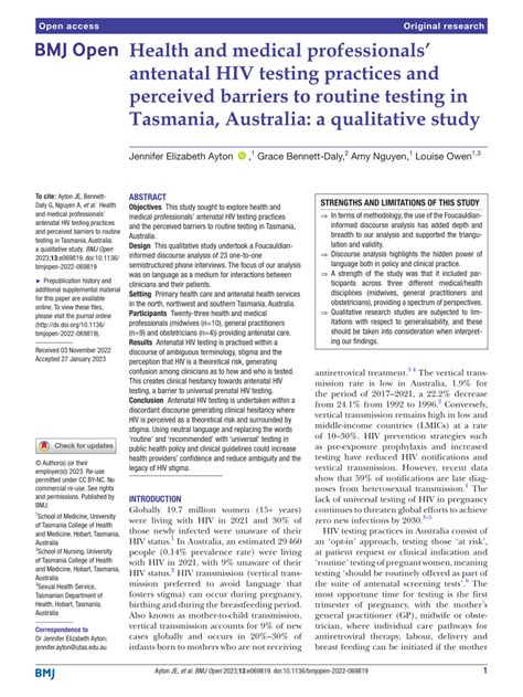 Pdf Health And Medical Professionals Antenatal Hiv Testing Practices
