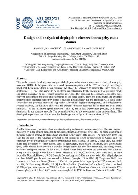 Pdf Design And Analysis Of Deployable Clustered Tensegrity Dokumentips