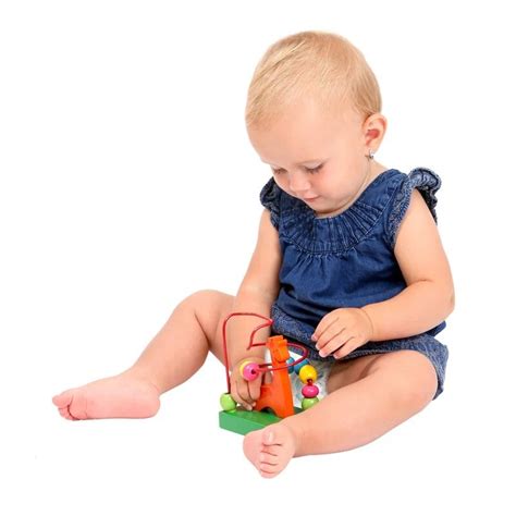 Монтесори интерактивна и образователна дървена играчка с топки за бебета и деца двигателен