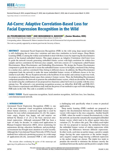 1 Ad Corre Adaptive Correlation Based Loss For Facial Expression Recognition In The Wild Pdf