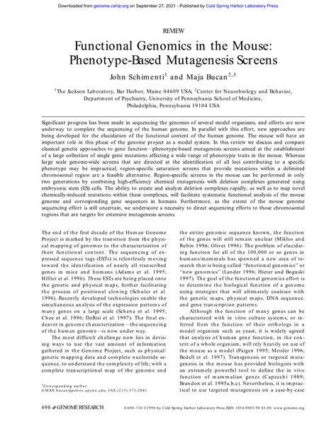 Functional Genomics In The Mouse Phenotype Based Mutagenesis Screens John Schimenti1 And Maja