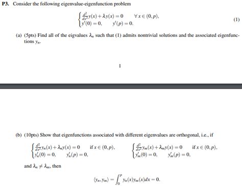 Solved P3 Consider The Following Eigenvalue Eigenfunction