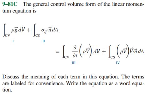 Solved 9 81c The General Control Volume Form Of The Linear