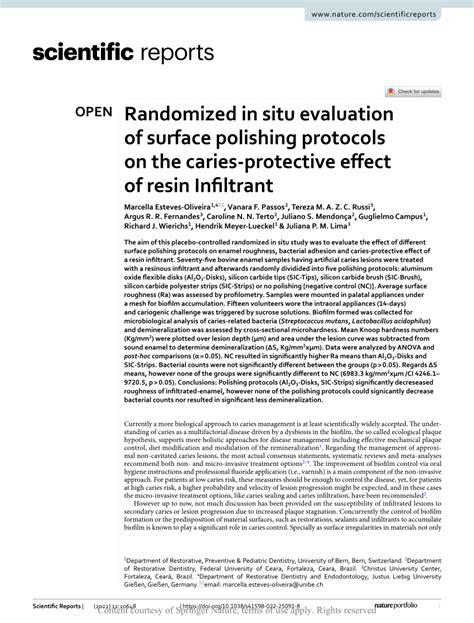 Pdf Randomized In Situ Evaluation Of Surface Polishing Protocols On The Caries Protective