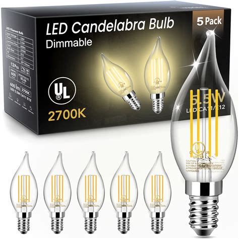 TJOY LED Candelabra Bulb Dimmable 60W Equivalent LED Chandelier Light Bulbs 5 5W 2700K Warm