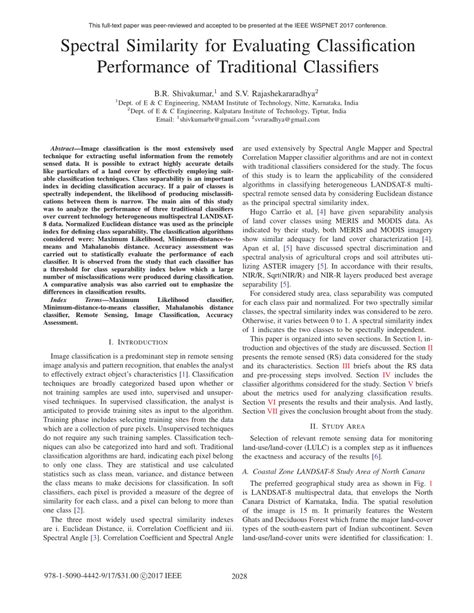 Pdf Spectral Similarity For Evaluating Classification Performance Of Traditional Classifiers