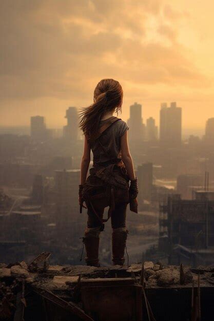 Premium Ai Image Back View Of A Female Construction Worker Standing