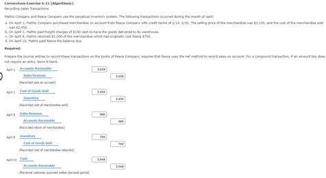 solved cornerstone exercise 6 21 algorithmic recording