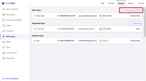 Create Or Renew A Pgp Key Startmail