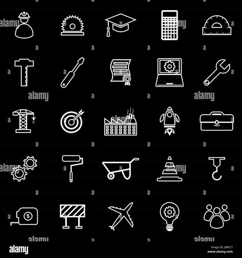 Engineering Line Icons On Black Background Stock Vector Stock Vector Image Art Alamy