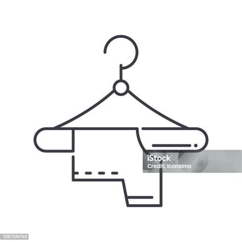옷장 옷걸이 아이콘 선형 절연 일러스트레이션 얇은 선 벡터 웹 디자인 기호 흰색 배경에 편집 가능한 스트로크와 개요 개념 기호