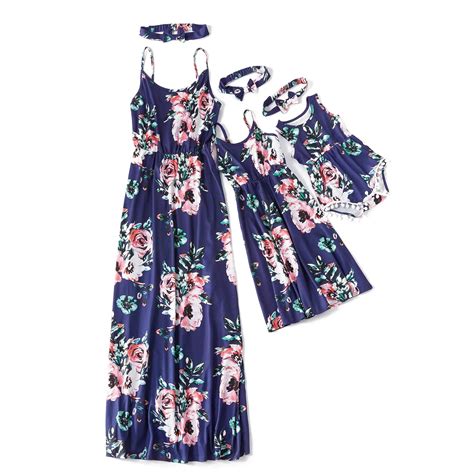 من و یافی مامان تطبیق لباس ماکسی لباس بدون آستین چاپ گلدار برای مادر و دختر