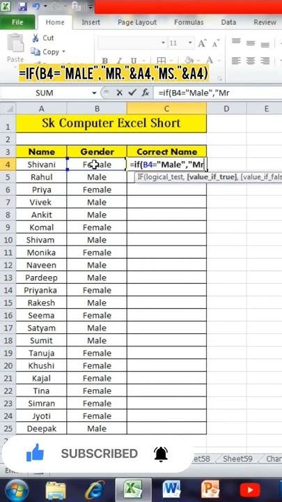 Trick To Add Mr And Ms In Name In Excel Shorts Excel Short Youtube