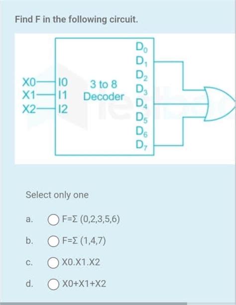 find f in the following circuit diagram showing a 3 to 8 decoder with