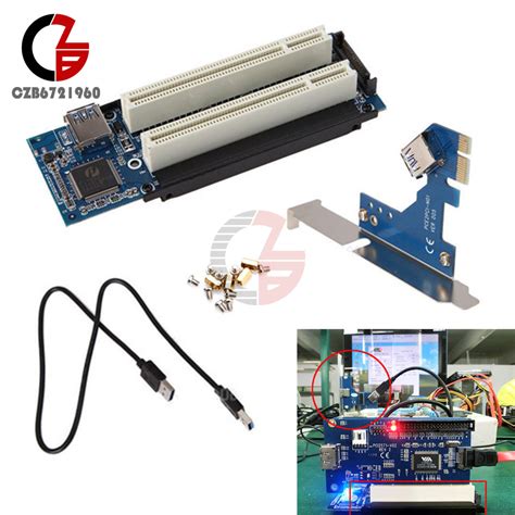 PCI E Express X To Dual PCI Riser Card Slot Expansion Adapter USB Cable EBay