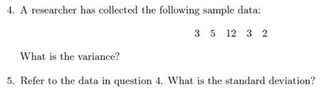 Solved A Researcher Has Collected The Following Sample Data 12 What