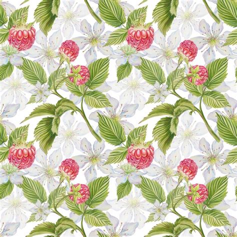 Premium Photo Seamless Raspberry Pattern Watercolor Illustration On An Isolated Background