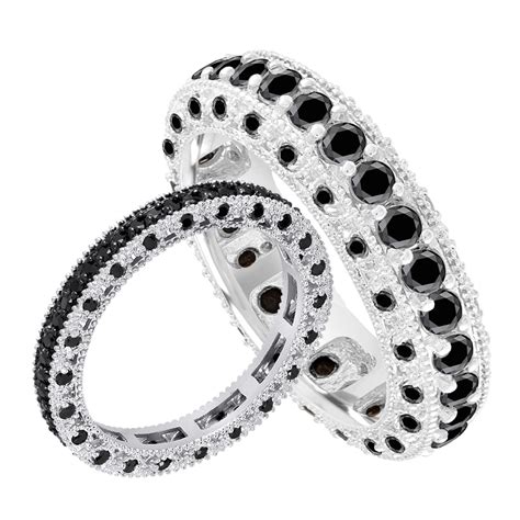 His And Hers Wedding Bands Black Diamonds Eternity Rings Sets Unique