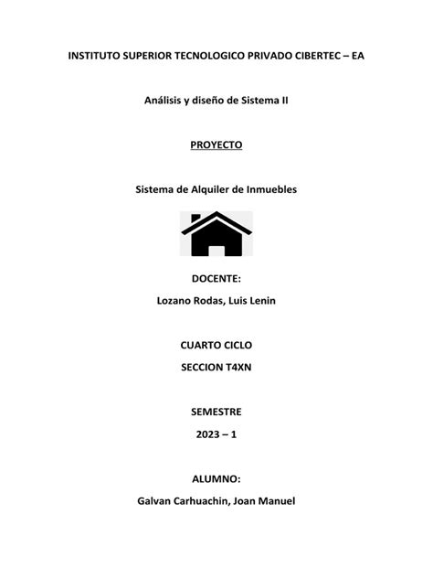 Documentacion De Proyecto Sistema De Alquiler De Inmuebles Descargar