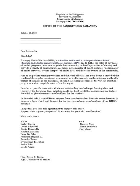 Bhw Solicitation Letter Pdf