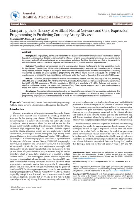 Pdf Comparing The Efficiency Of Artificial Neural Network And Gene