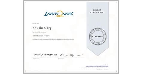 khushi garg on linkedin completion certificate for introduction to java