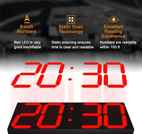 Chkosda Digital Led Wall Clock Oversize Wall Clock With 6” Numbers Remote Control Count Up