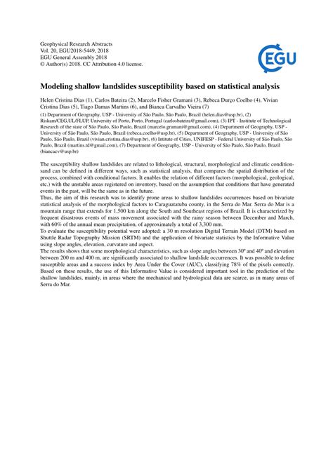 Pdf Modeling Shallow Landslides Susceptibility Based On Statistical Analysis