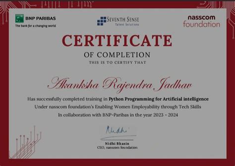 Akanksha Jadhav On Linkedin Python Programming For Artificial Intelligence Complition
