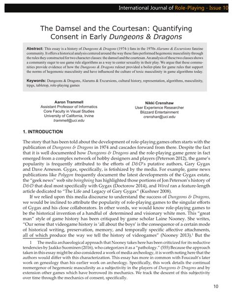 Pdf The Damsel And The Courtesan Quantifying Consent In Early Dungeons And Dragons